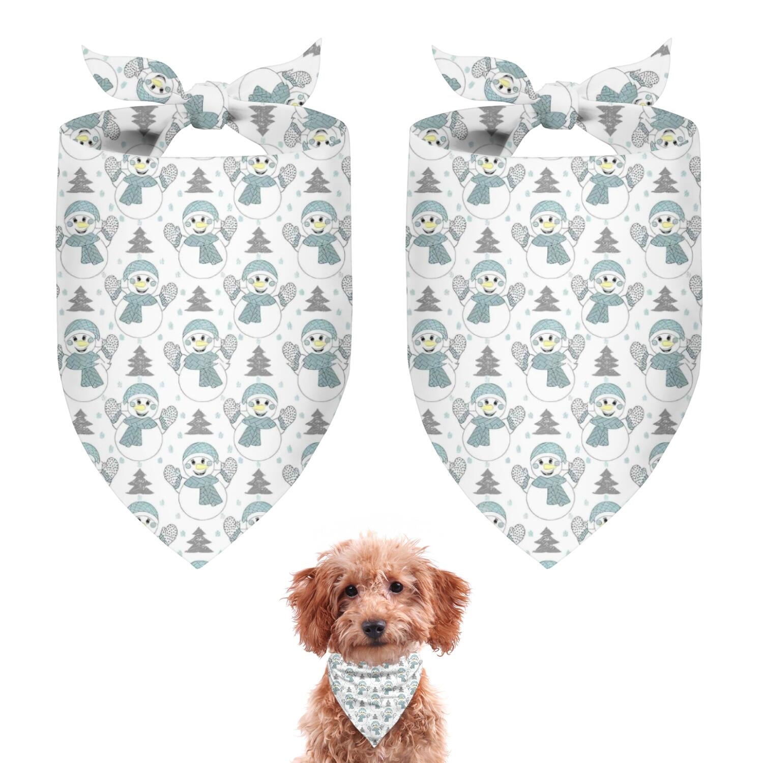 Dog Bandana 2 Pack,Light Blue Christmas Snowman Pattern Bandanas for ...