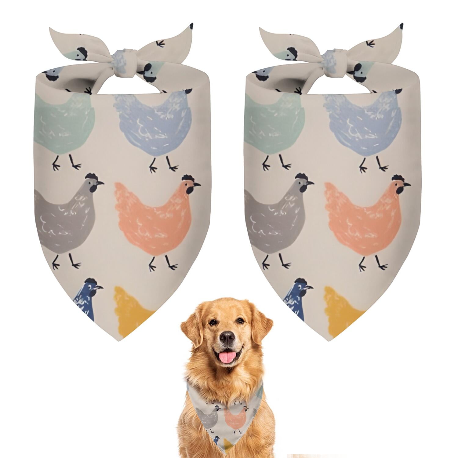 Dog Bandana 2 Pack,Light Gray Chicken Pattern Bandanas for Dogs,Cat ...