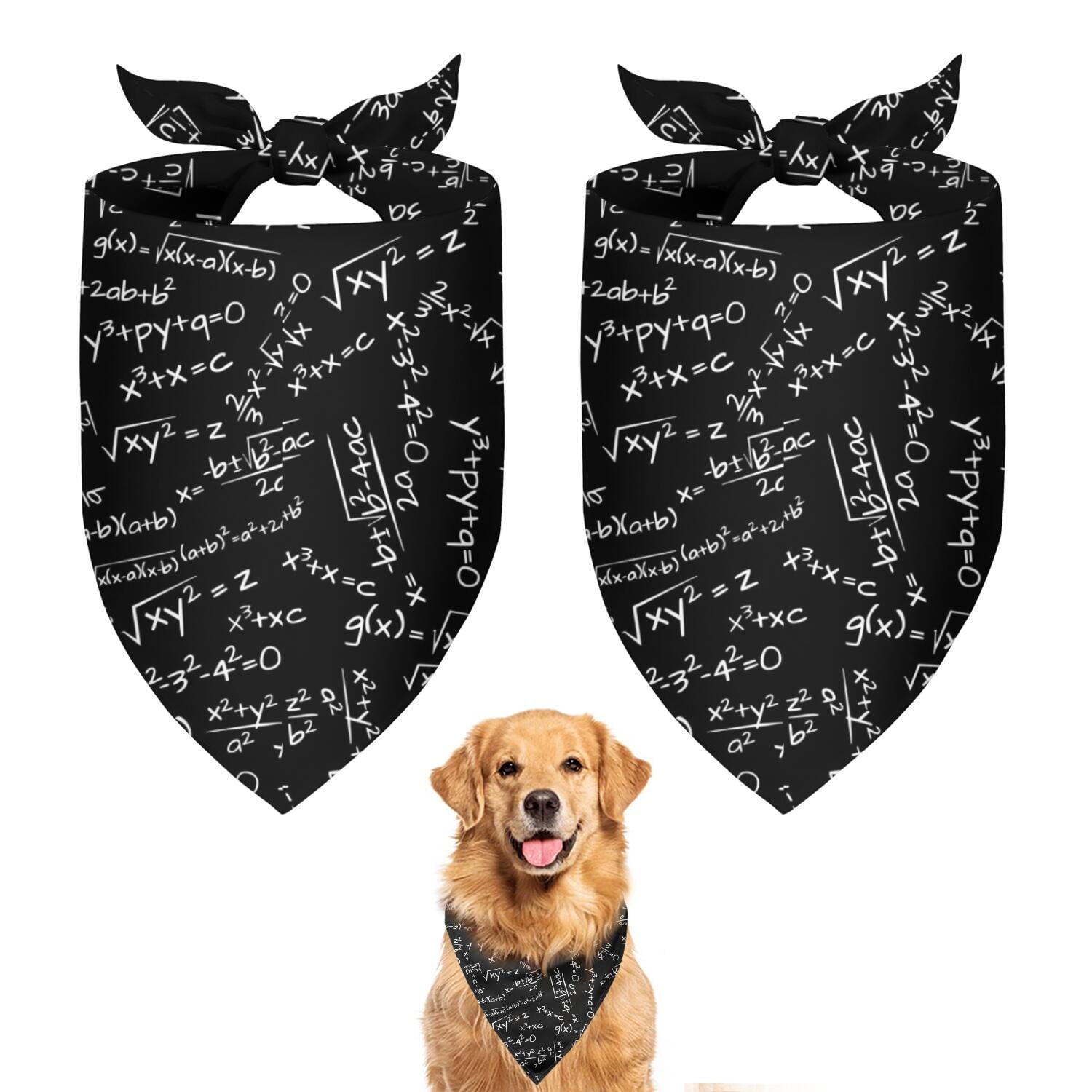 Dog Bandana 2 Pack,Math Equations Algebra Black Pattern Bandanas for ...