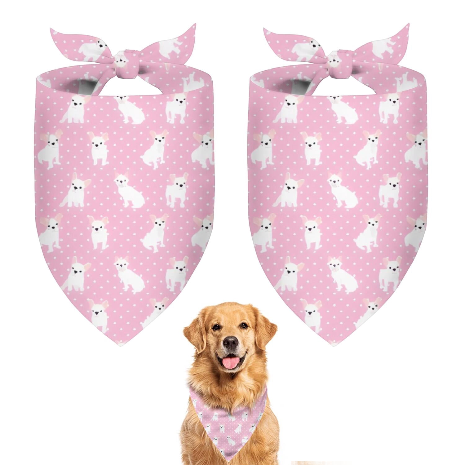 Dog Bandana 2 Pack,Pink Cute French Bulldogs Bandanas for Dogs,Cat ...