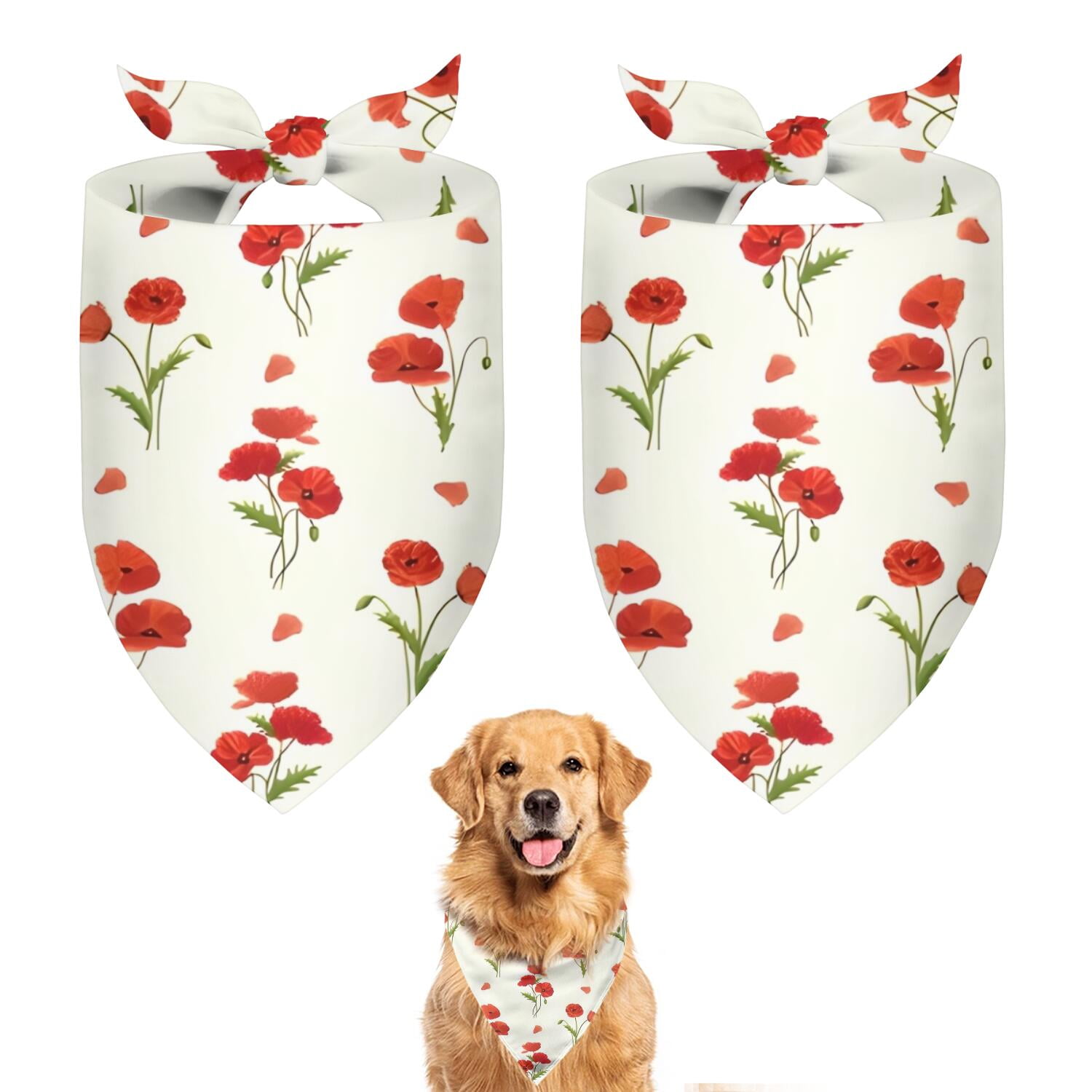 Dog Bandana 2 Pack,Pioneer Flower Floral Print Pattern Bandanas for ...
