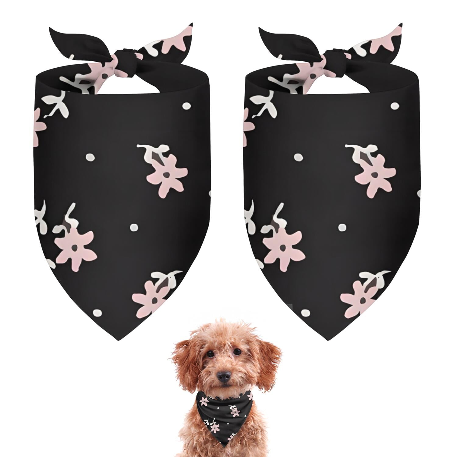 Dog Bandana 2 Pack,Pioneer Flower Floral Print Pattern Bandanas for ...