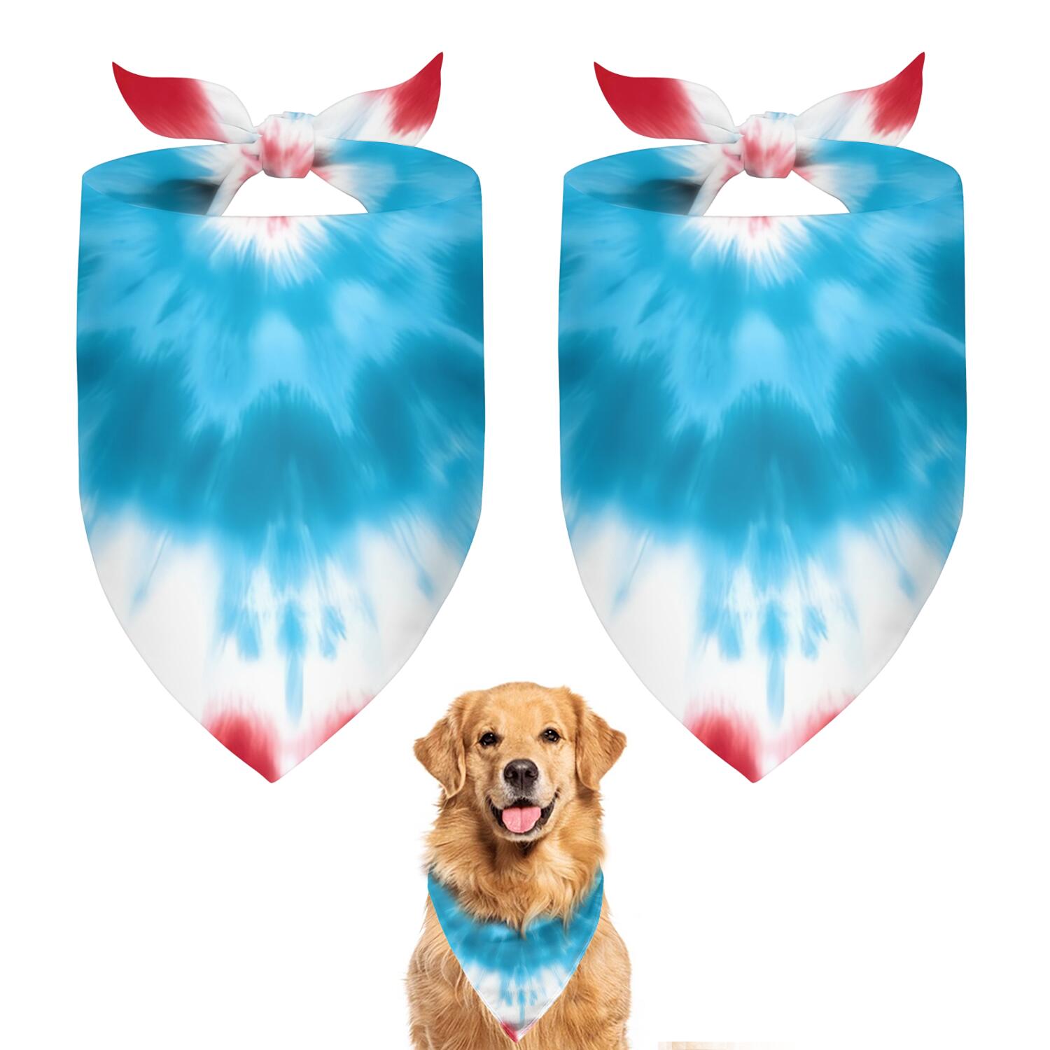 Dog Bandana 2 Pack,Red Blue Tie Dye Spiral Bandanas for Dogs,Cat ...
