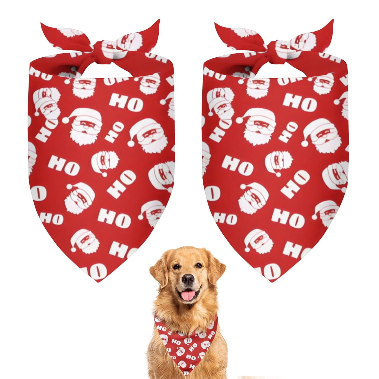 Dog Bandana 2 Pack,Red Christmas Santa Pattern Bandanas for Dogs,Cat ...
