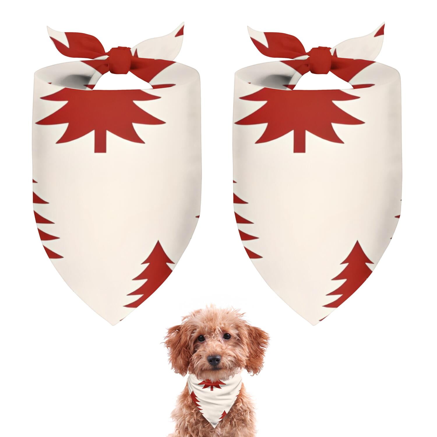 Dog Bandana 2 Pack,Red Christmas Tree Pattern Bandanas for Dogs,Cat ...