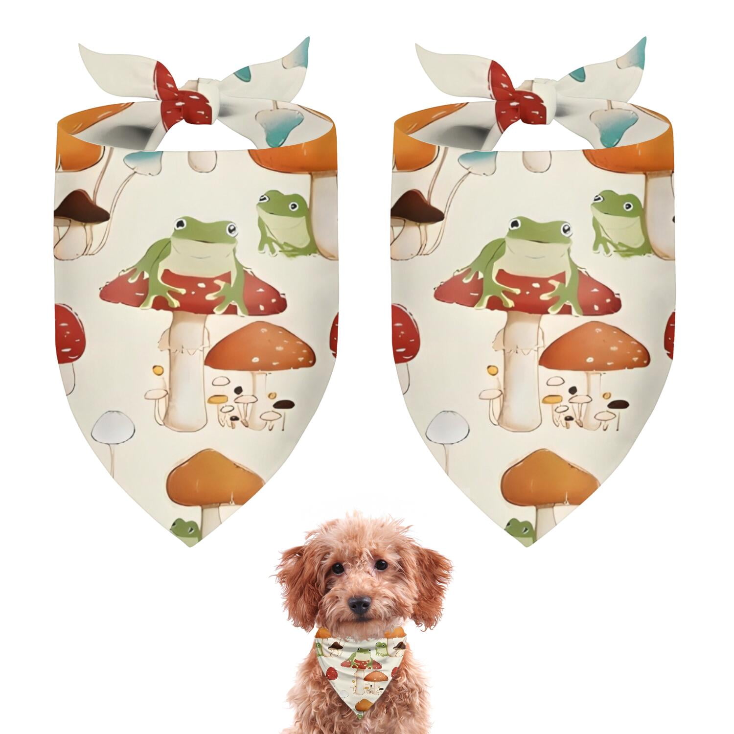 Dog Bandana 2 Pack,Red Mushroom Frog Light Pattern Bandanas for Dogs ...