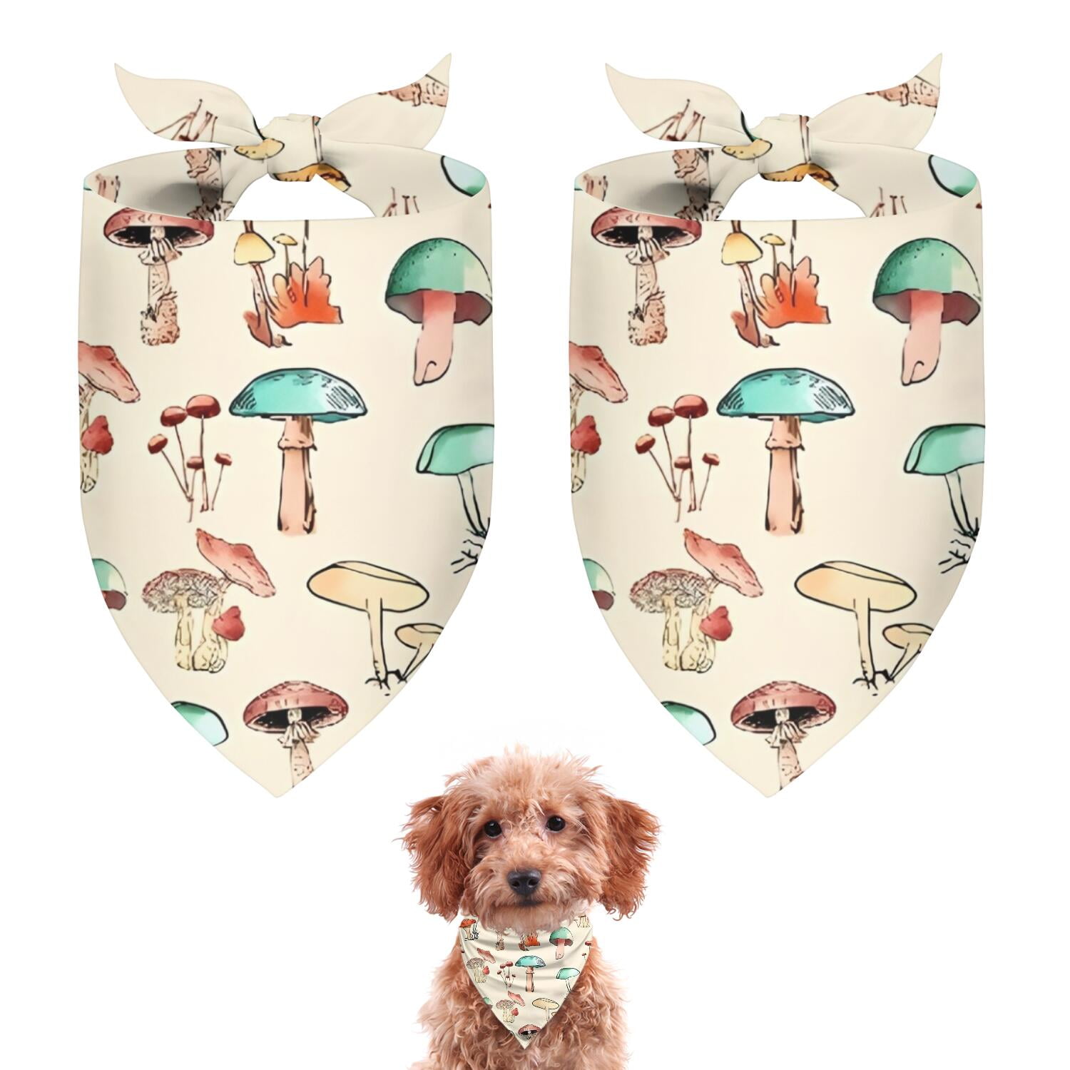 Dog Bandana 2 Pack,Red Mushroom Light Pattern Bandanas for Dogs,Cat ...
