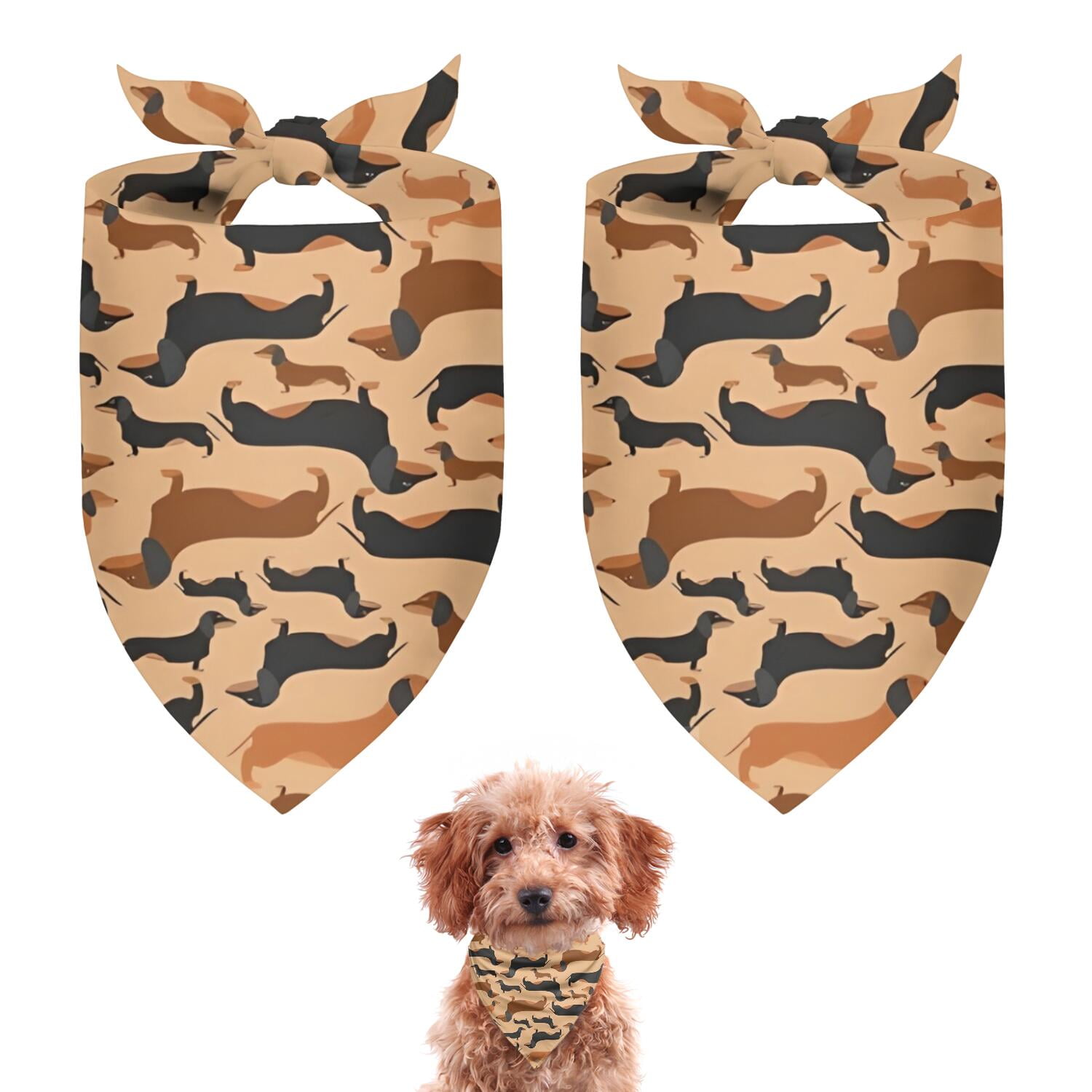 Dog Bandana 2 Pack,Retro Style Dachshunds Bandanas for Dogs,Cat Bandana ...