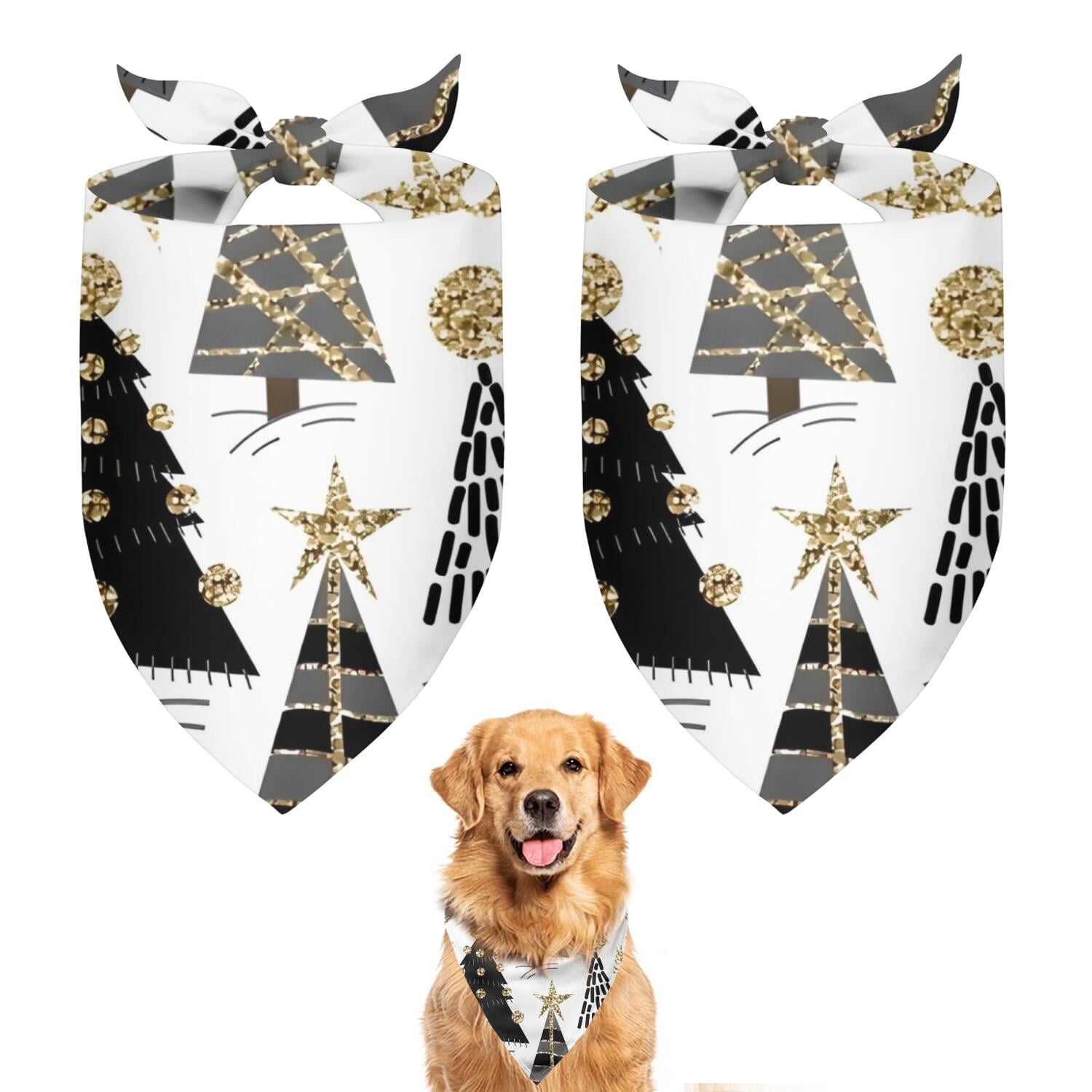Dog Bandana 2 Pack,White Christmas Tree and Snowflake Pattern Bandanas ...