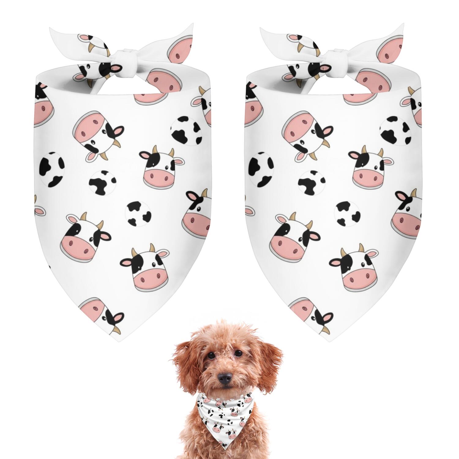 Dog Bandana 2 Pack,White Cow Head Spot Pattern Bandanas for Dogs,Cat ...
