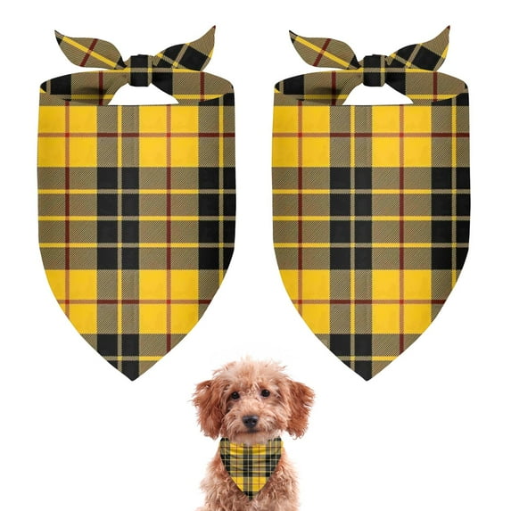 Dog Bandana 2 Pack,Yellow Black and Red Checkerboard Checkered Pattern ...