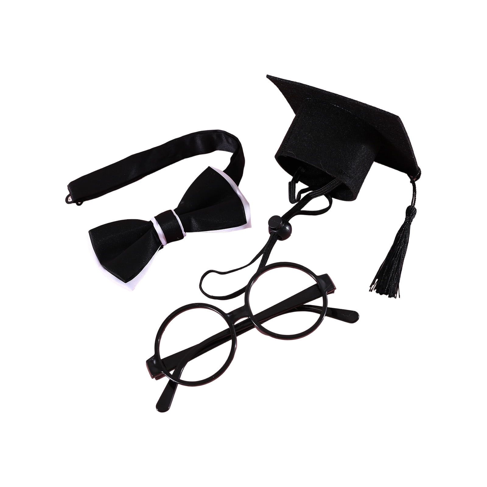 Dog Bandana Graduation Outfit Set Cap Bow Tie Glasses for Dogs Cats ...