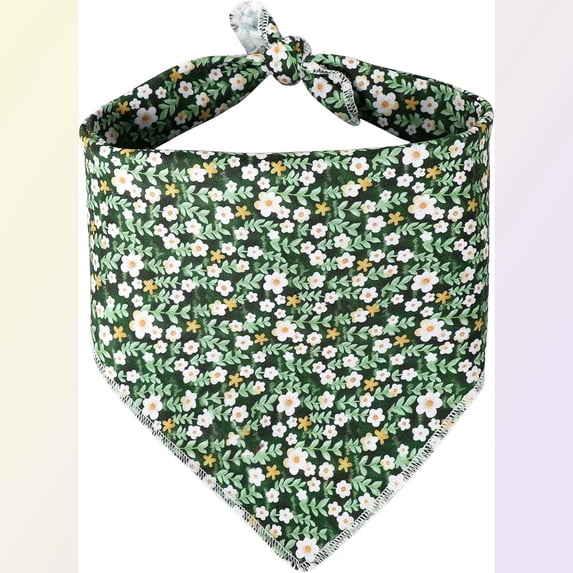 Dog Bandana with Flower Pattern, Adjustable Pet Bibs, Washable Triangle ...