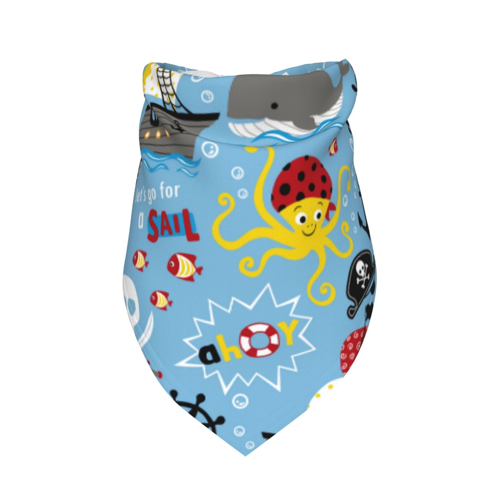 Dog Bandanas, Pirate Marine Animals Adjustable Dog Scarf Triangle Bib ...