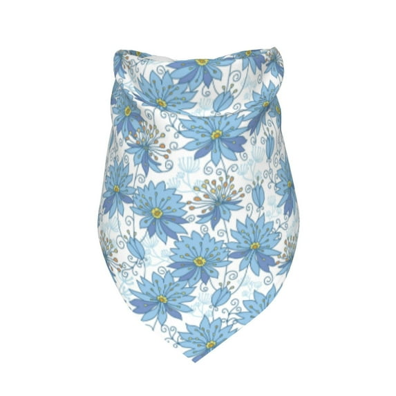 Dog Bandanas - blue flower_I Washable Handkerchief Scarf Triangle ...