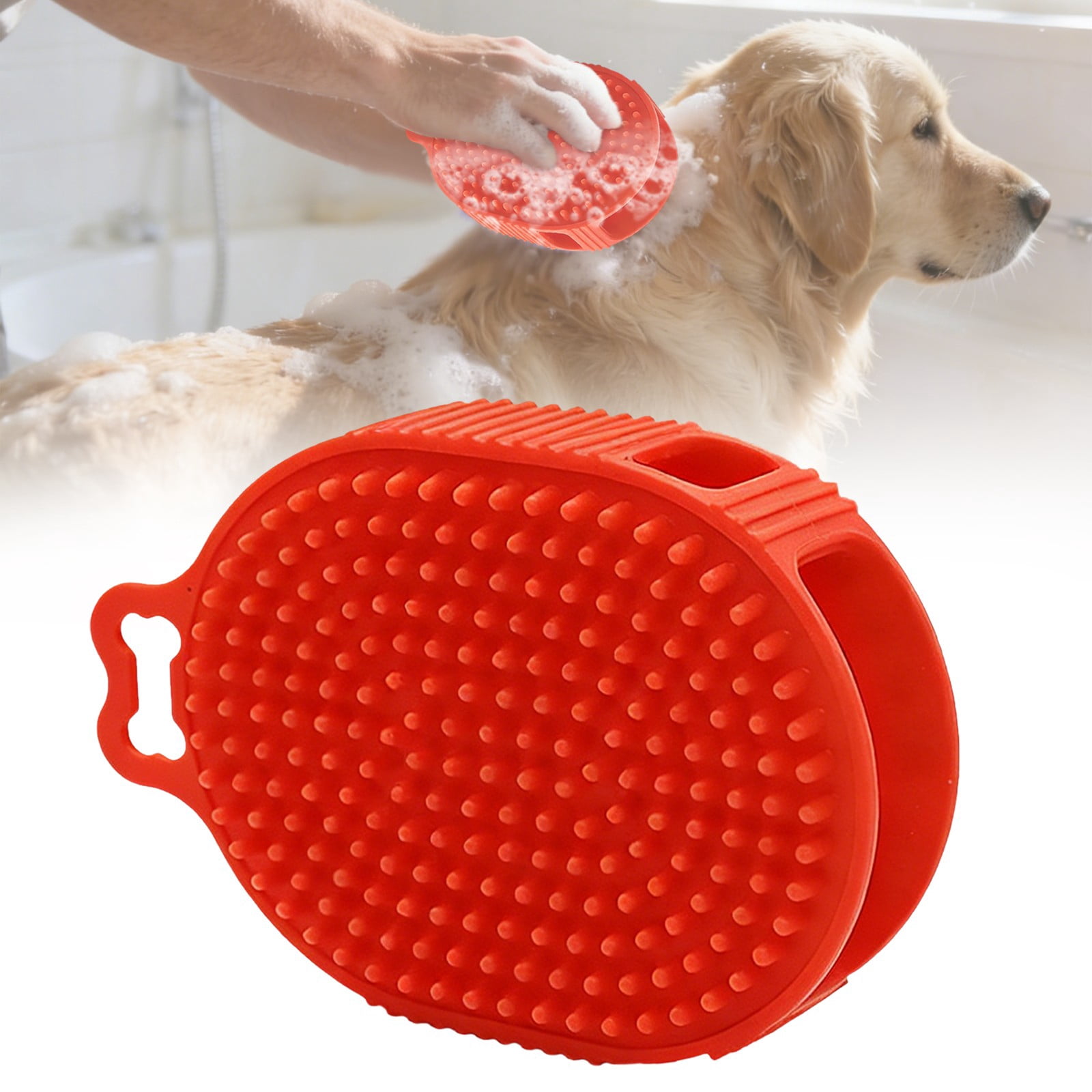Dog Bath Brush & Dog Toothbrush | Adjustable Handle Shampoo Brush ...