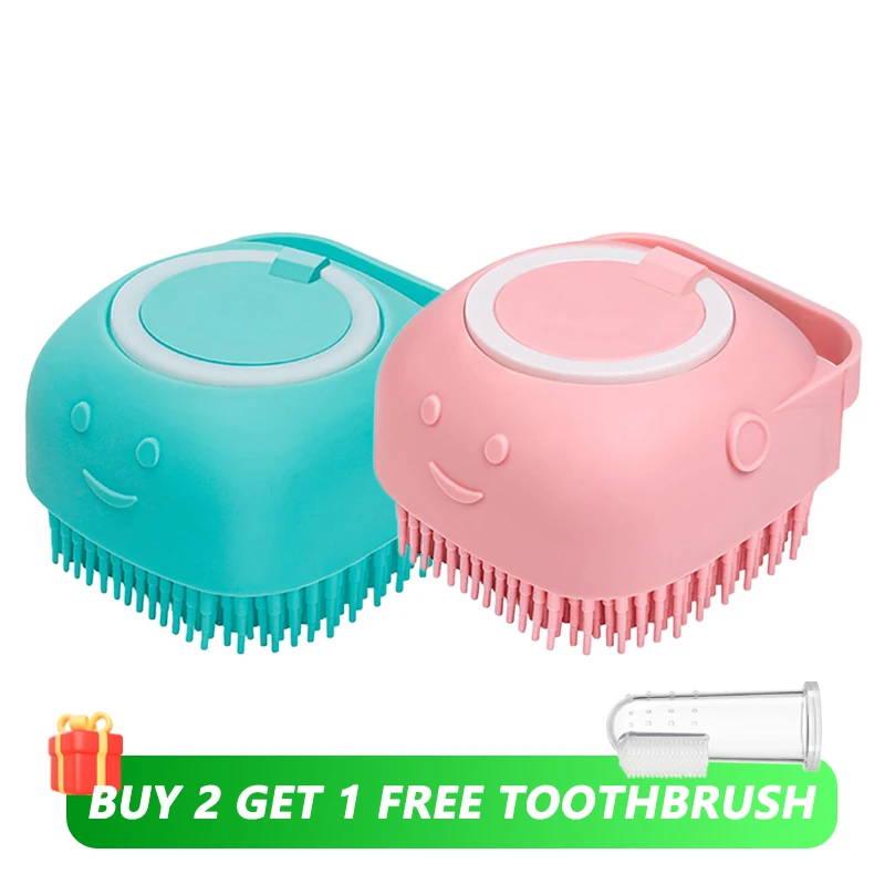 Dog Bath Brush Silicone Pet Shampoo Brush Soap Dog Scrubber Cat Massage ...