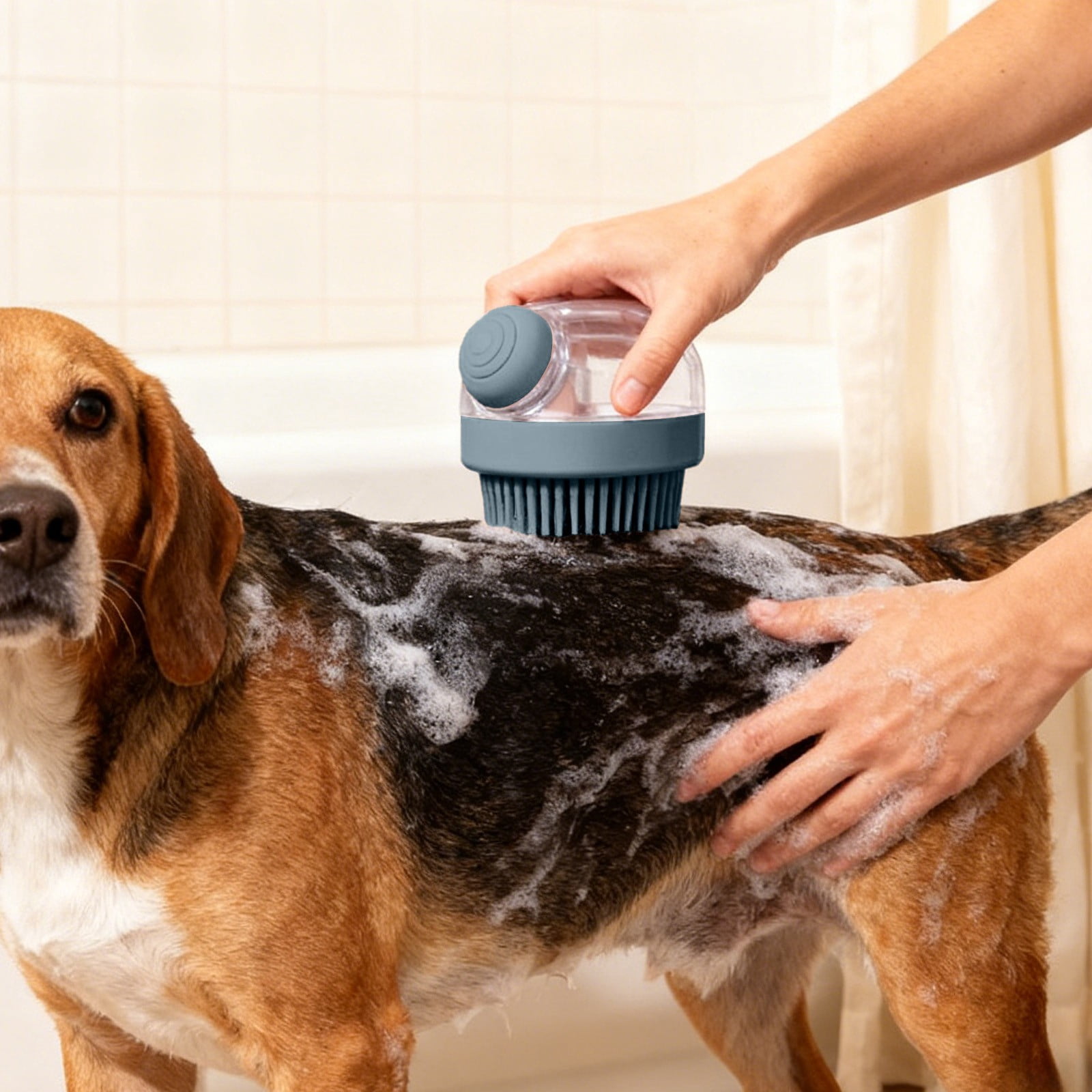 Dog Bath Scrubber Brush, 1PC Pet Dog Grooming Massage Shampoo Bath ...