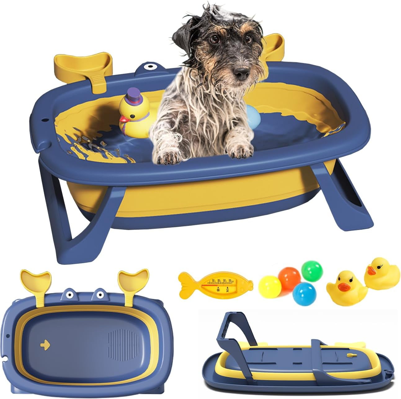 Dog Bath Tub with Dog Toys Pet Bathtub, Portable Puppy Bathtub for Easy ...