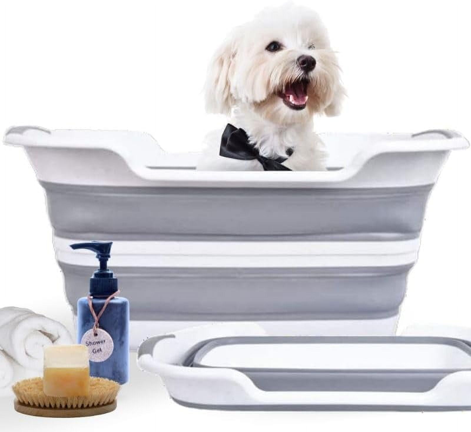 Collapsible Dog Bath Tub with Drain Plug, Portable Foldable Pet Bathtub ...