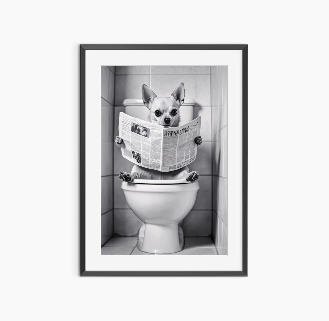 Dog Bathroom Nursery Black and White Retro Museum Quality Photography ...