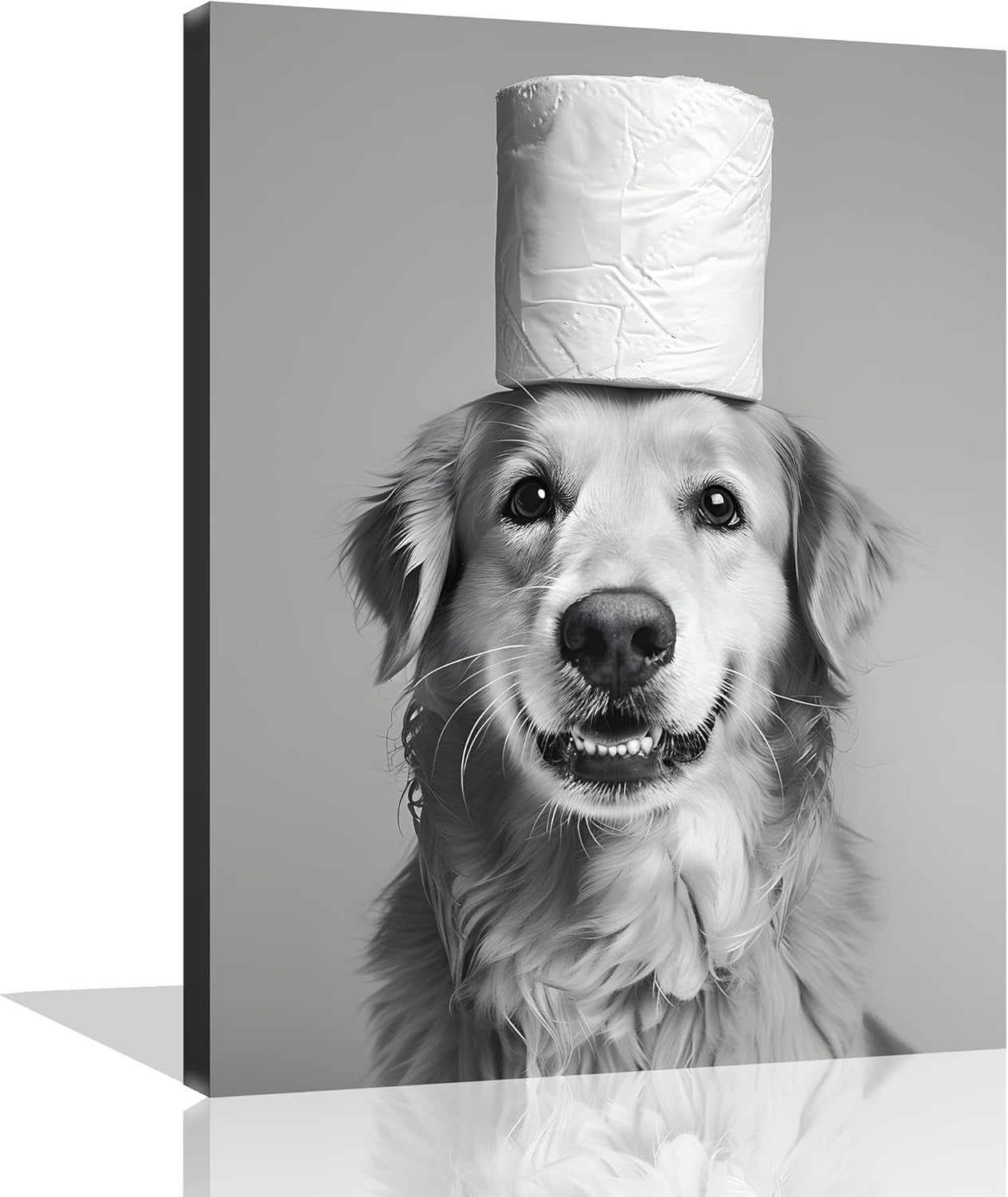 Dog Bathroom Wall Art Dog Bathroom Painting Black And White Animal ...
