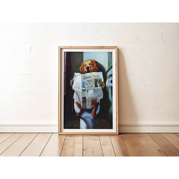 Dog Bathroom Wall Art, Stretched Canvas Size 12x18 - Walmart.com