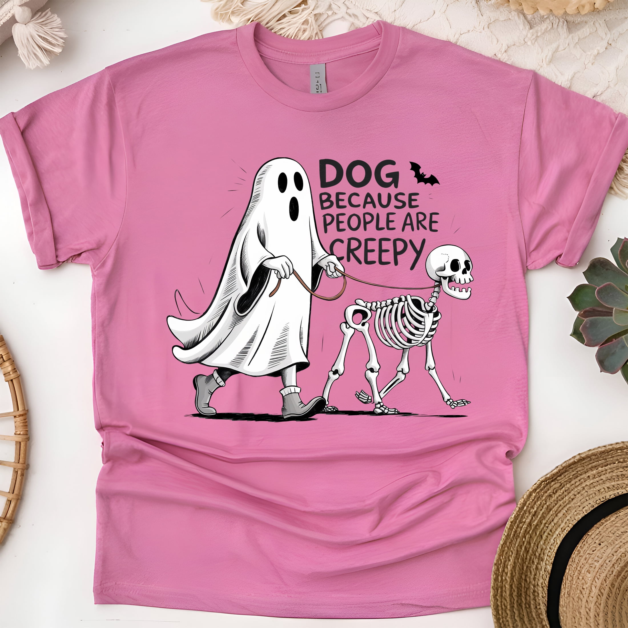 Dog Because People Are Creepy Shirt Funny Halloween Tee, Heliconia ...