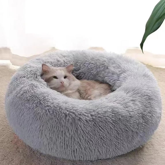Dog Bed, Calming Washable Round Cozy Soft Pet Bed with Slip-Resistant ...
