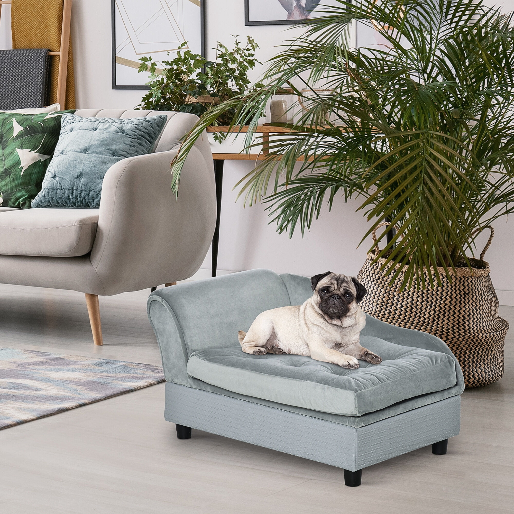 Dog Bed PawHut Luxury Fancy Dog Bed for Small Dogs with Hidden Storage ...