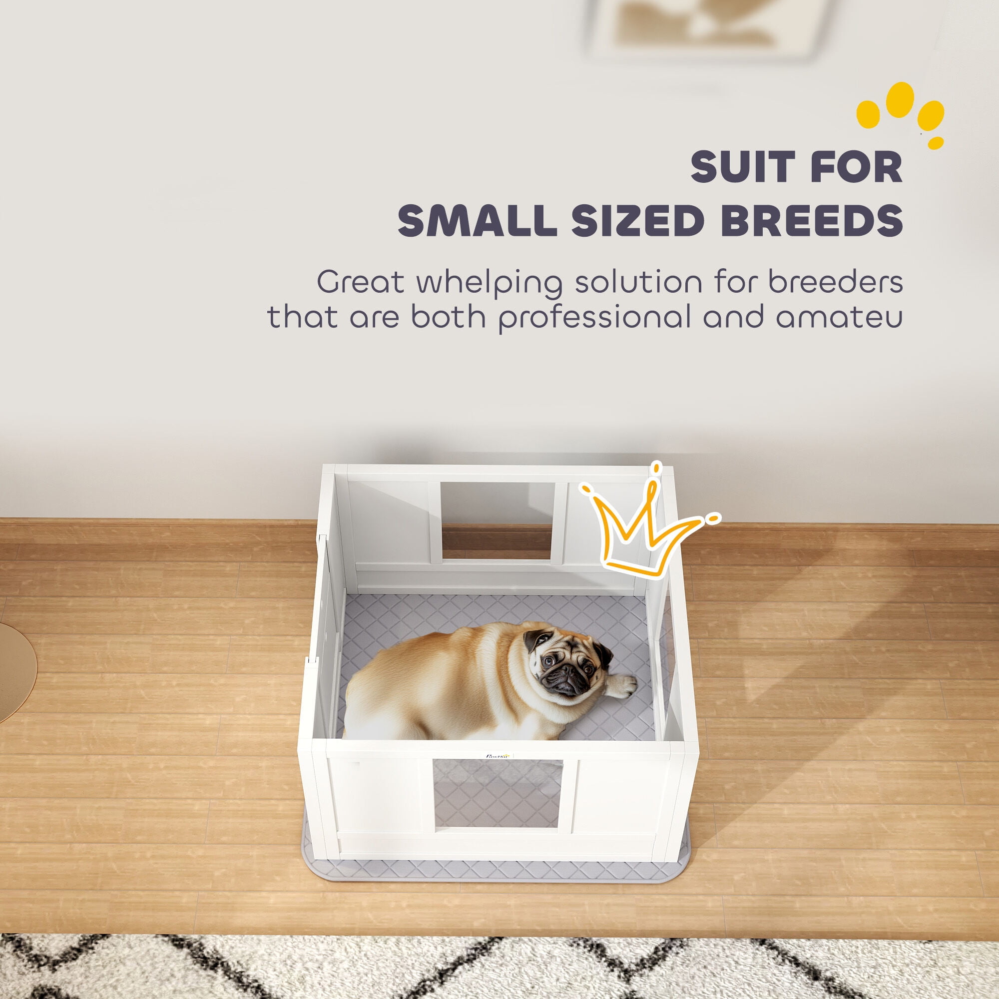 Dog Bed PawHut Whelping Box for Dogs with Waterproof Whelping Pad, Dog ...