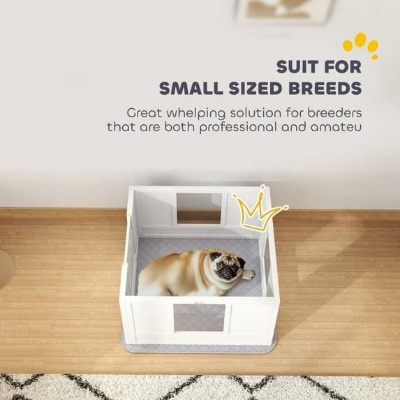 Dog Bed PawHut Whelping Box for Dogs with Waterproof Whelping Pad, Dog ...