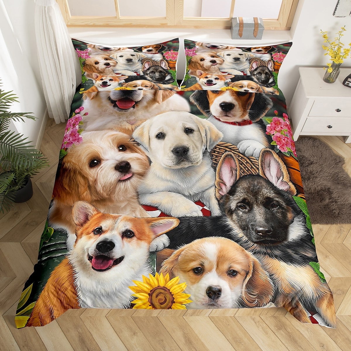 Dog Bedding Set Kawaii Room Decor Comforter Cover Cute Pet Puppy Duvet ...