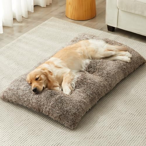 Dog Beds for Large Dogs, Plush Dog Crate Bed Fluffy Cozy Kennel Pad for ...