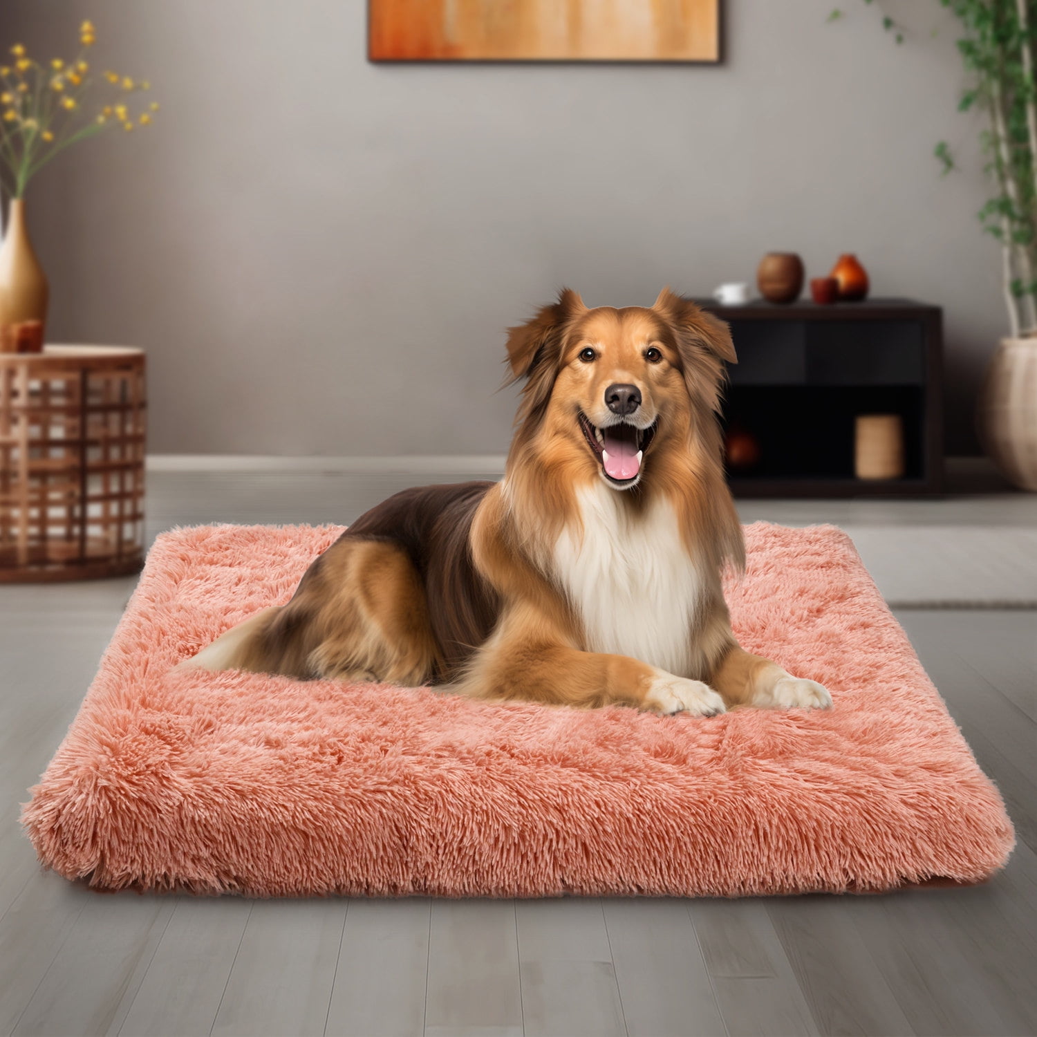 Dog Beds for Medium Large Dogs,Washable Dog Bed Crate Pad,Fluffy Kennel ...
