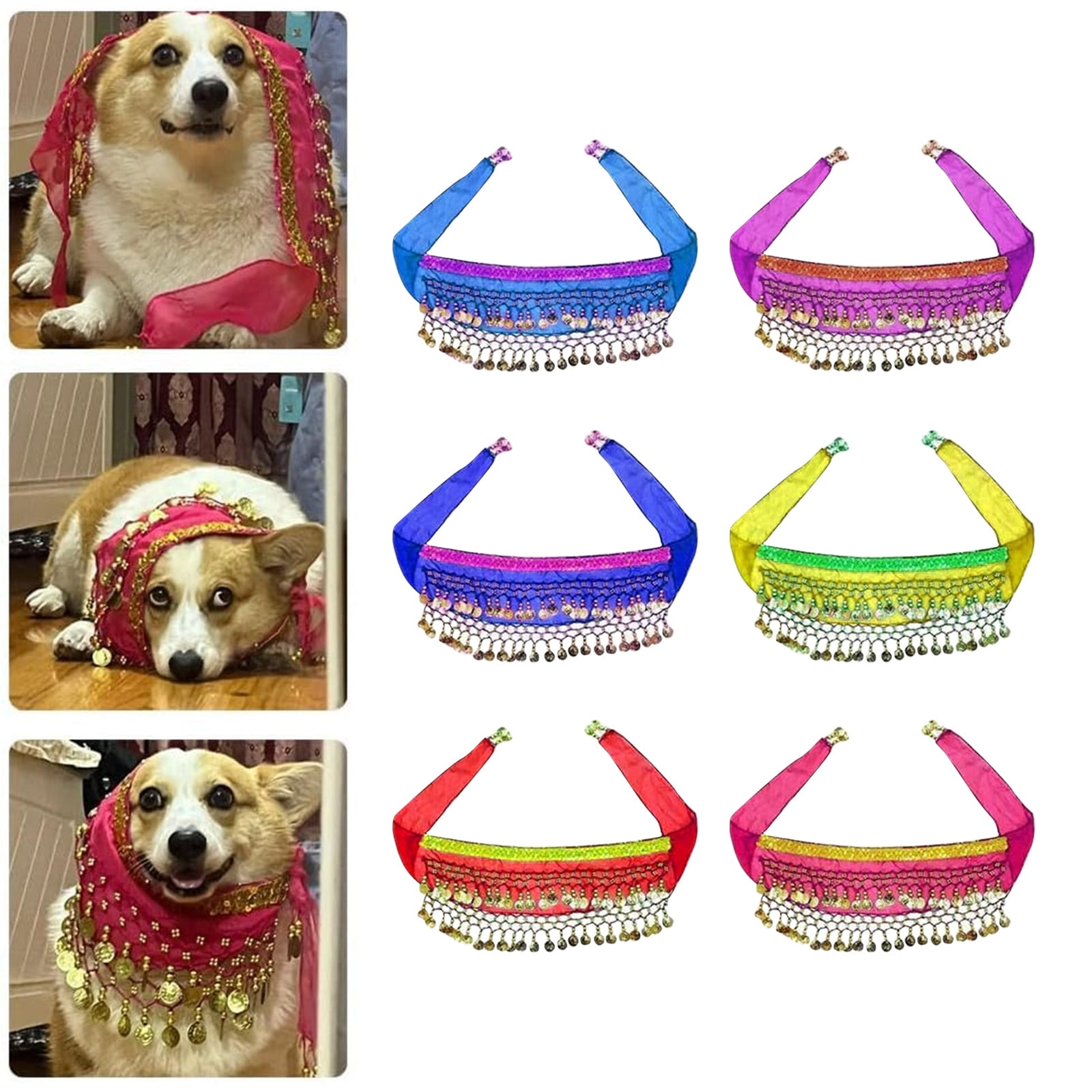 Dog Belly Dance Costume Corgi Dog Waist Chain Butt Curtain Clothes with ...