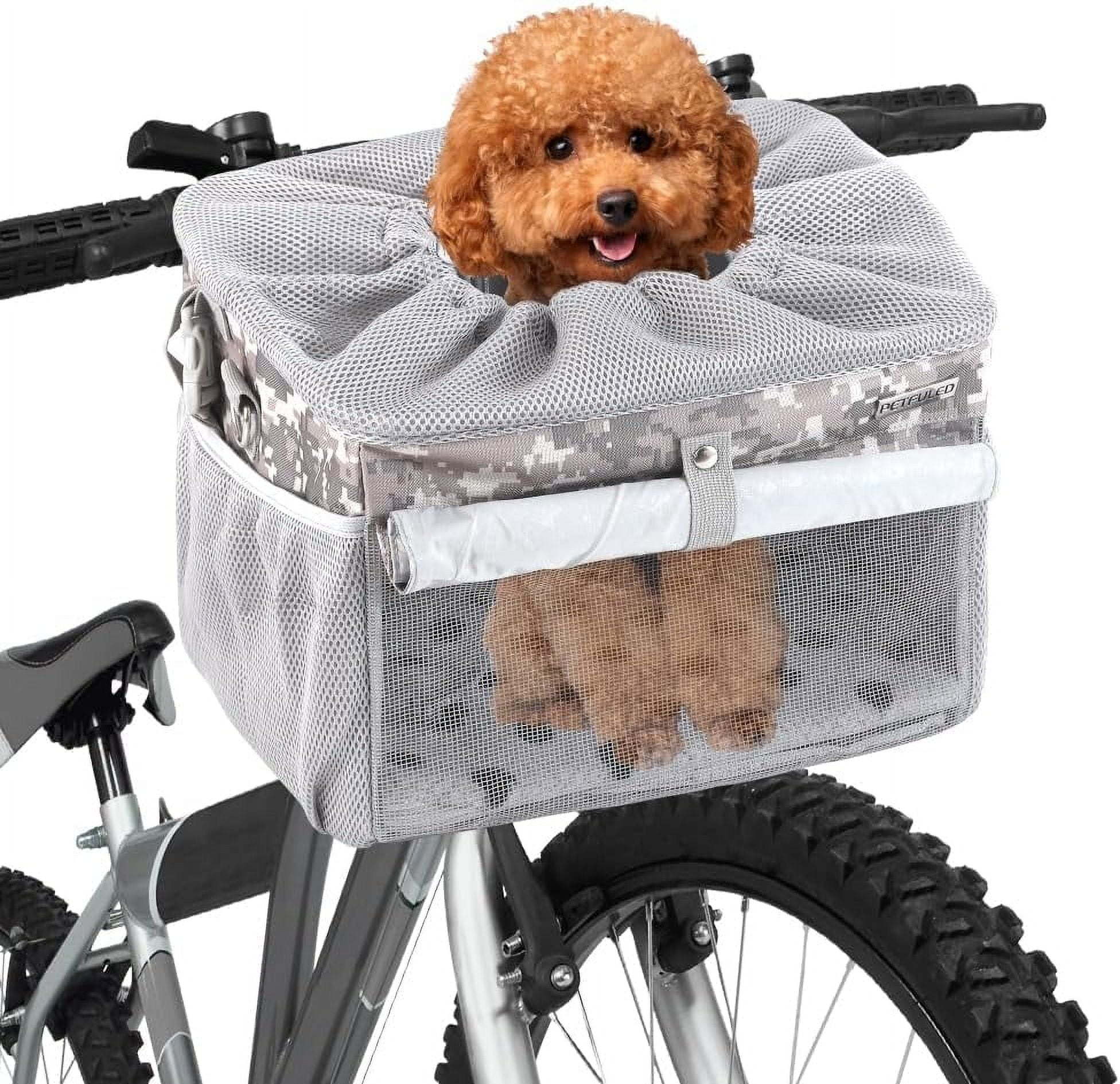 Dog Bike Basket, Pet Bicycle Carrier, Dog Car Seat with Safety Rope ...