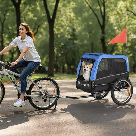 Dog Bike Trailer & Pet Stroller, 66 Lbs Capacity, Easy-Folding Compact Frame, Quick Release ...