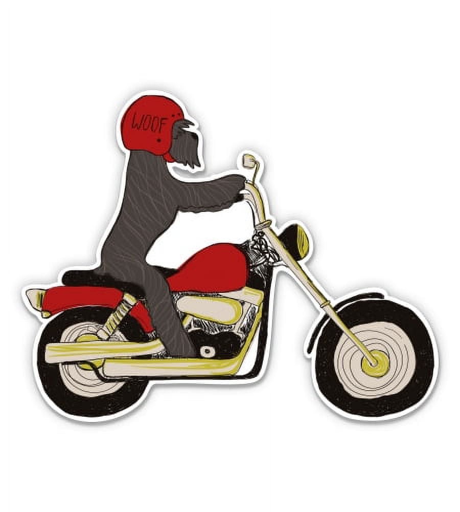 Dog Biker Motorcycle Funny - 3" Vinyl Sticker - For Car Laptop I-Pad ...