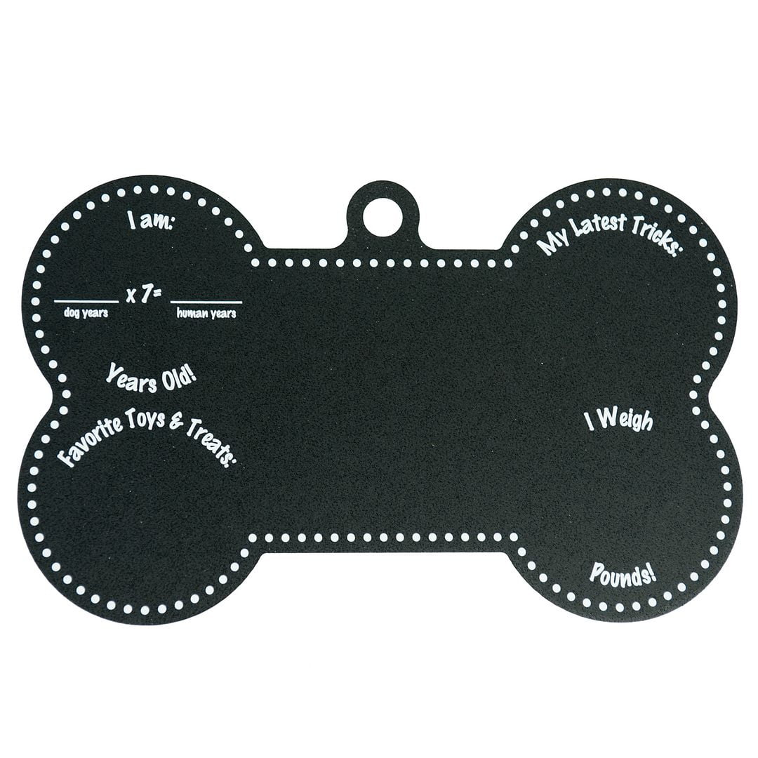 Dog Birthday Bone Shaped Reusable Chalkboard Sign / 7 1/2" x 12" Black ...