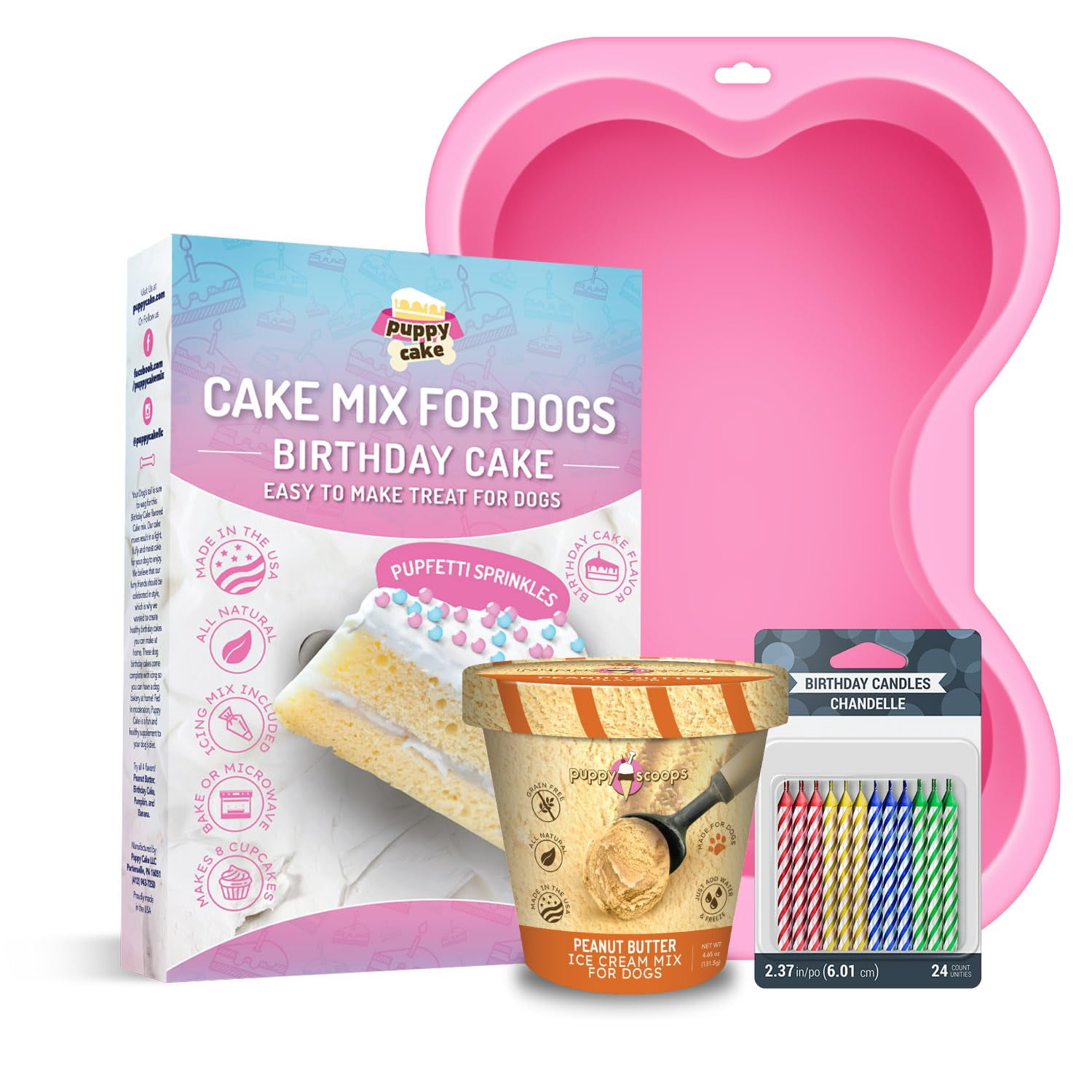 Dog Birthday Cake & Ice Cream Kit - Fluffy, Moist Cake With Pupfetti ...