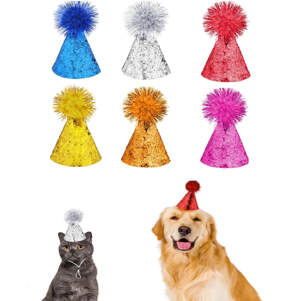 Dog Birthday Hat 6Pcs Adjustable Mini Cat Party Hats for Small Animals ...