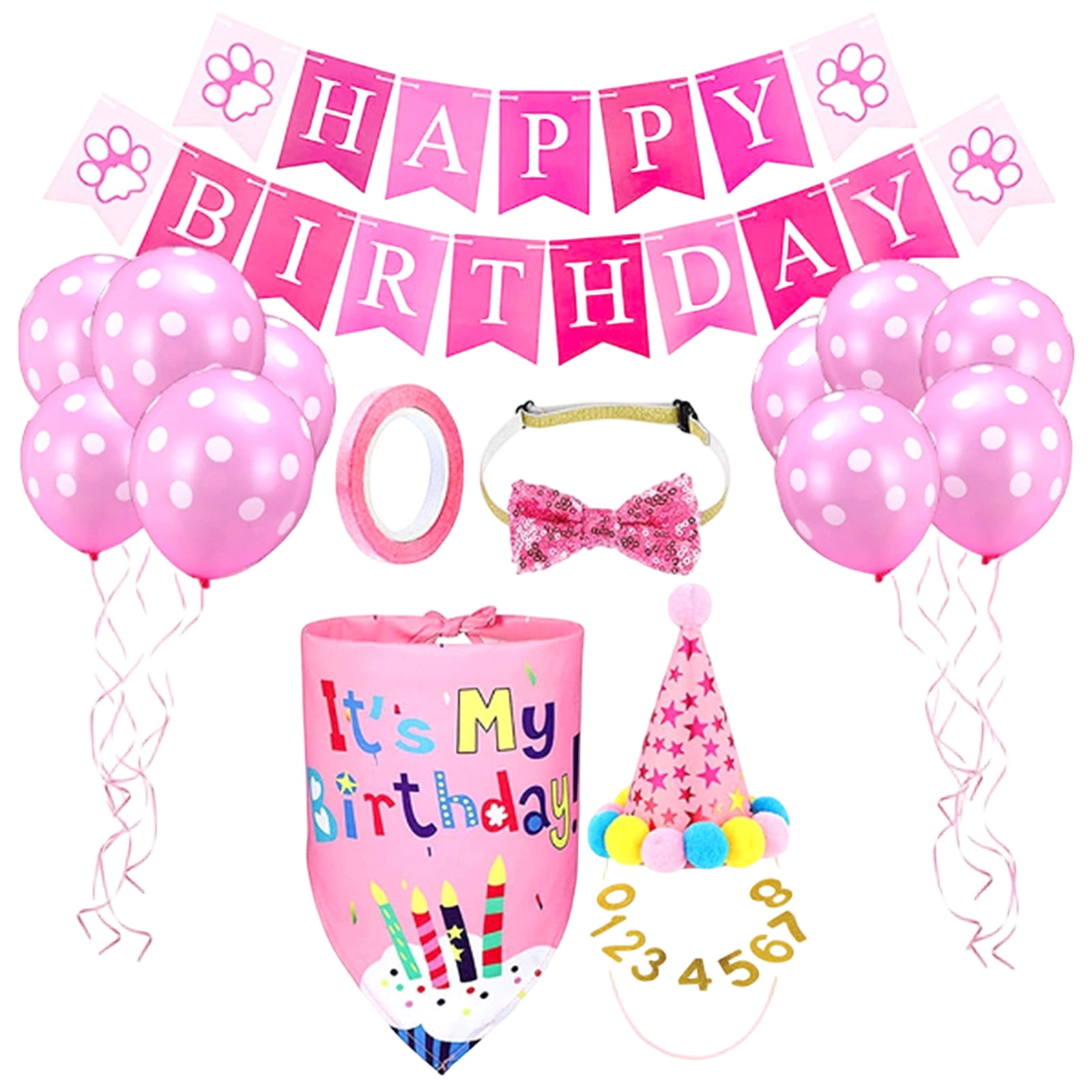 Dog Birthday Party Supplies, Dog Birthday Hat Bandana Scarf with Cute ...