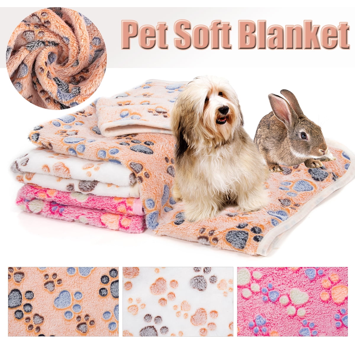 Dog Blankets Puppy Cat Soft Blankets Coral Velvet Warm Sleep Mat Fluffy ...