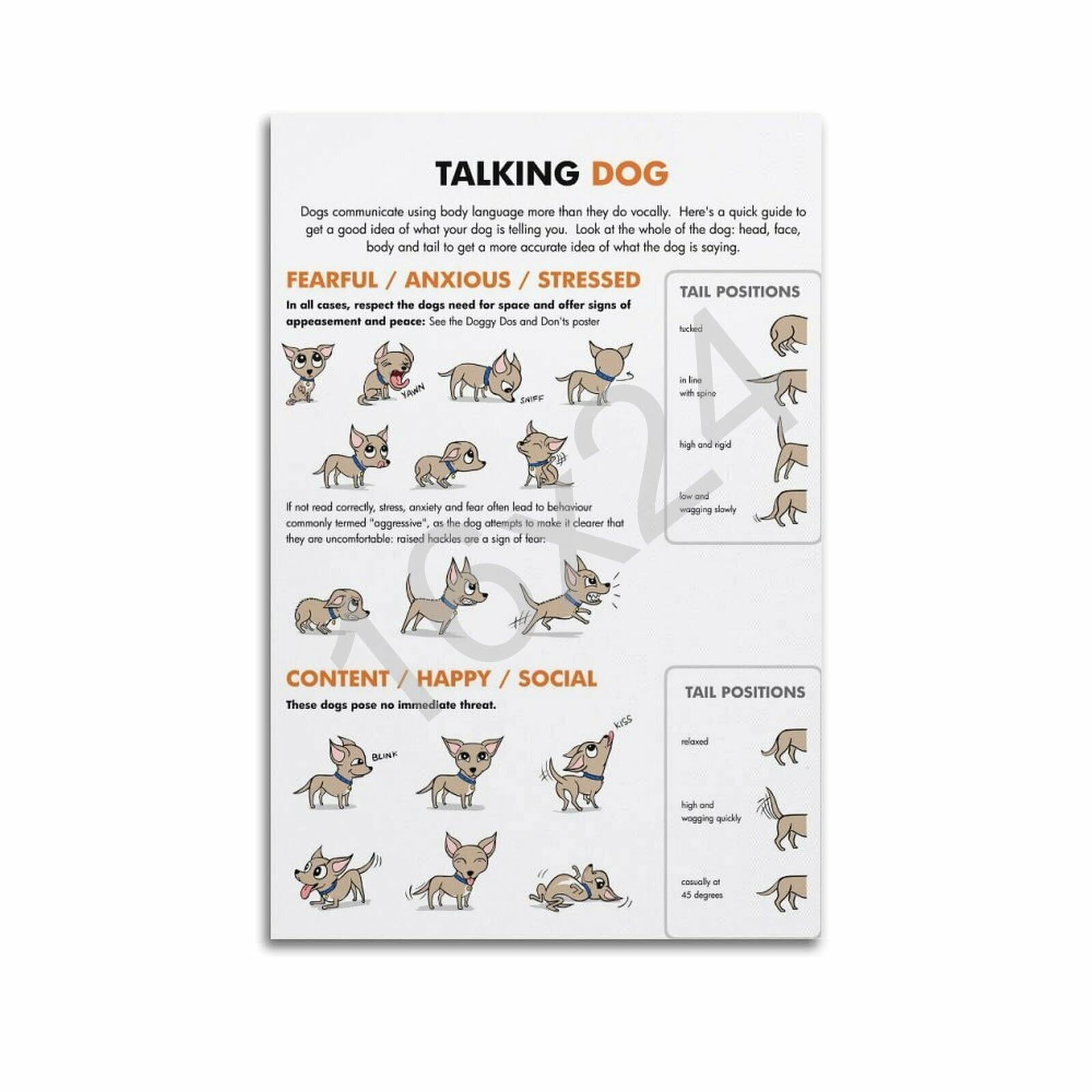 Dog Body Language Signals Infographic Poster Dog Training Guide Poster ...
