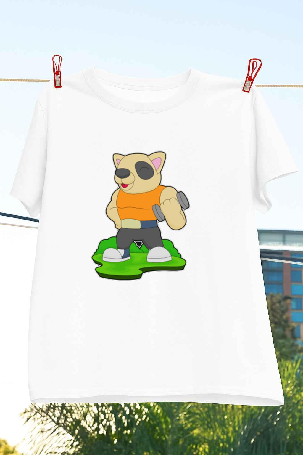 Dog Bodybuilder Funny Pup With Dumbbell Cartoon T-Shirt up to 5XL ...