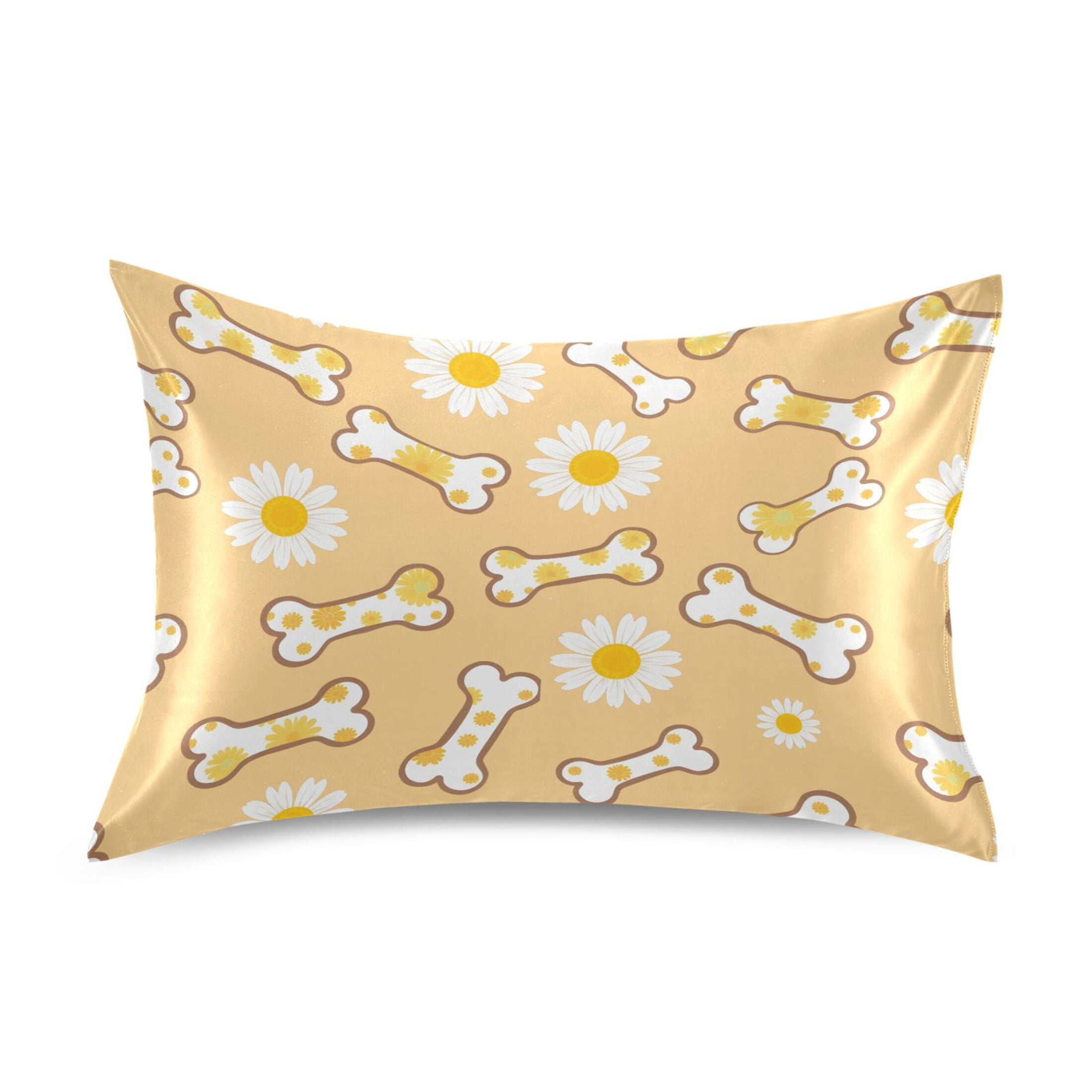 Dog Bone Chrysanthemum Pattern King Size Satin Pillowcase 40''x20 ...
