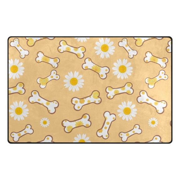 Dog Bone Chrysanthemum Pattern Memory Foam Area Rug 60"x39" Non Slip ...