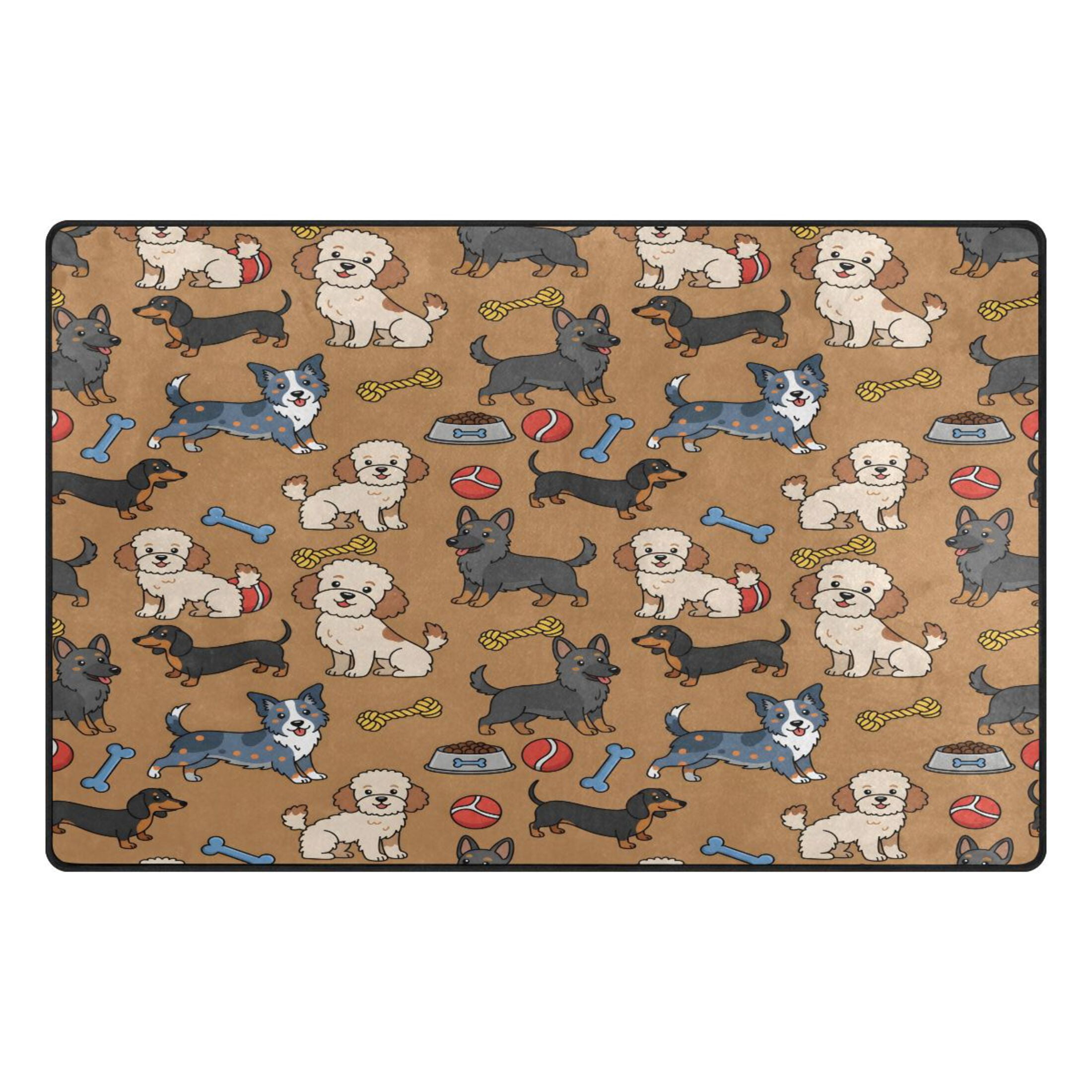 Dog Bone Dog Food Pattern Memory Foam Area Rug 60"x39" Non Slip, Absorbent, Fade Proof for ...