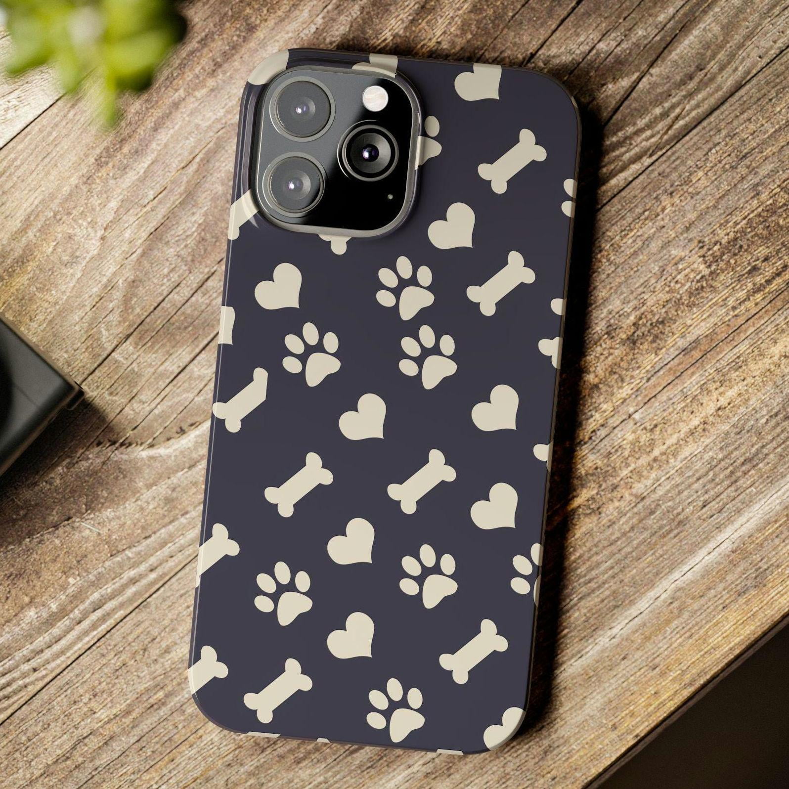 Dog Bone Paw Print Phone Case Pet Lover Gift iPhone 17 16 15 14 13 12 ...